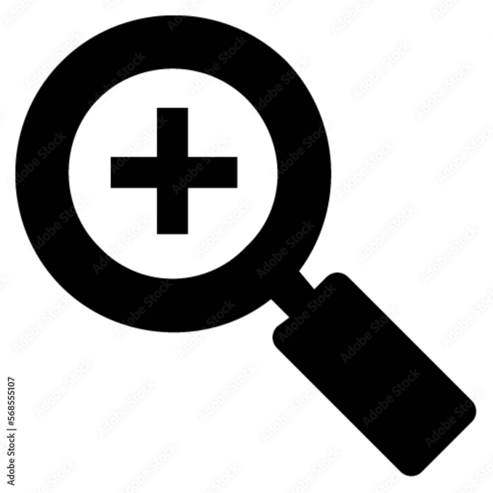 magnifying glass plus vector, icon, symbol, logo, clipart, isolated ...