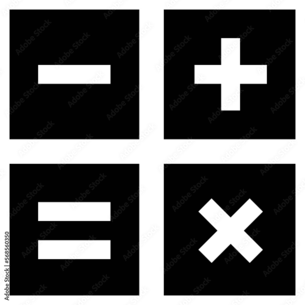 plus, minus, multiply and equal vector, icon, symbol, logo, clipart ...