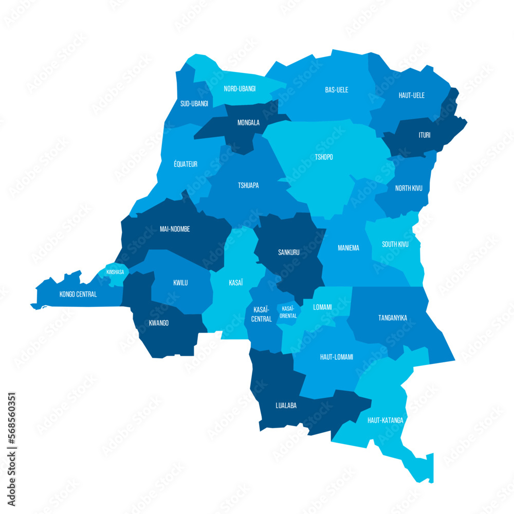 Democratic Republic of the Congo political map of administrative ...
