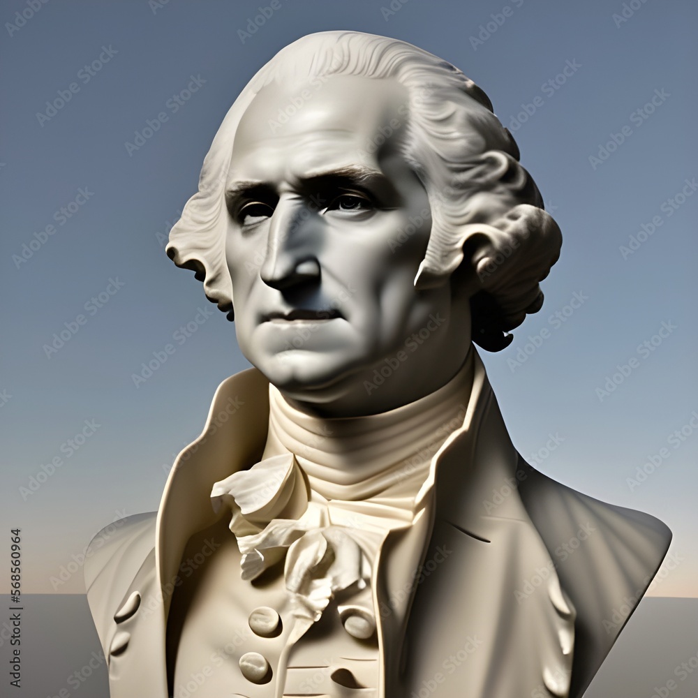 Generative AI image featuring the white marble bust of President George ...