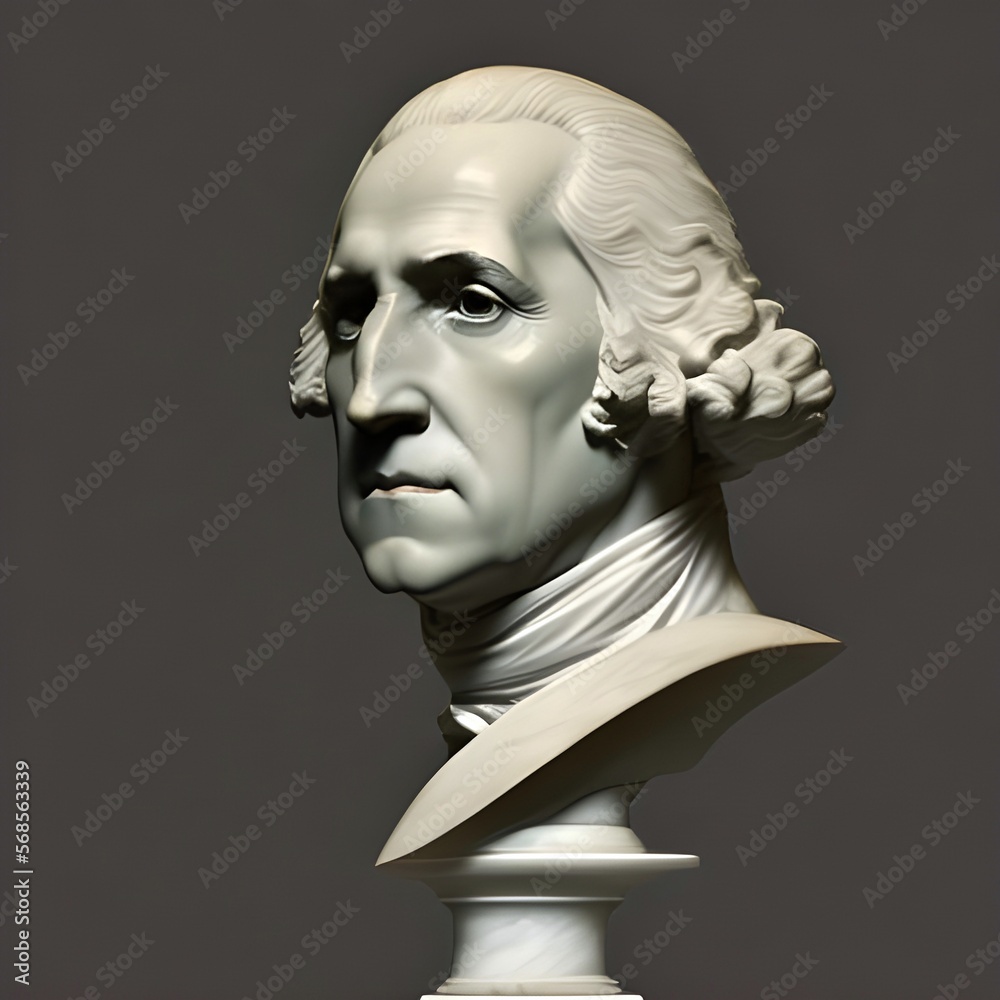 Generative AI image featuring the white marble bust of President George ...