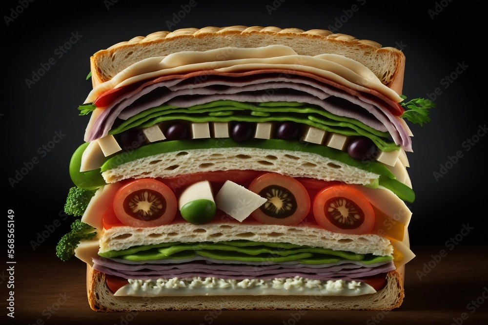 a stack of sandwiches made to look like a sandwich with different ...