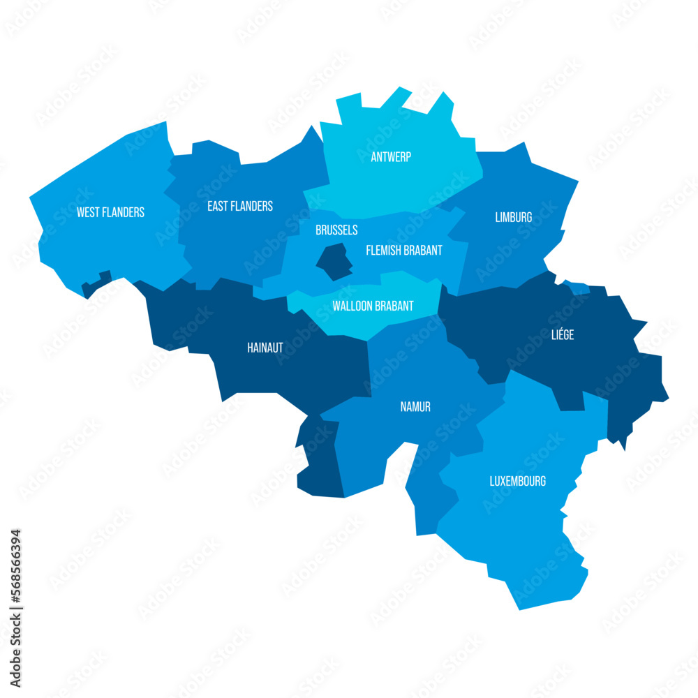 Belgium political map of administrative divisions - provinces. Flat ...