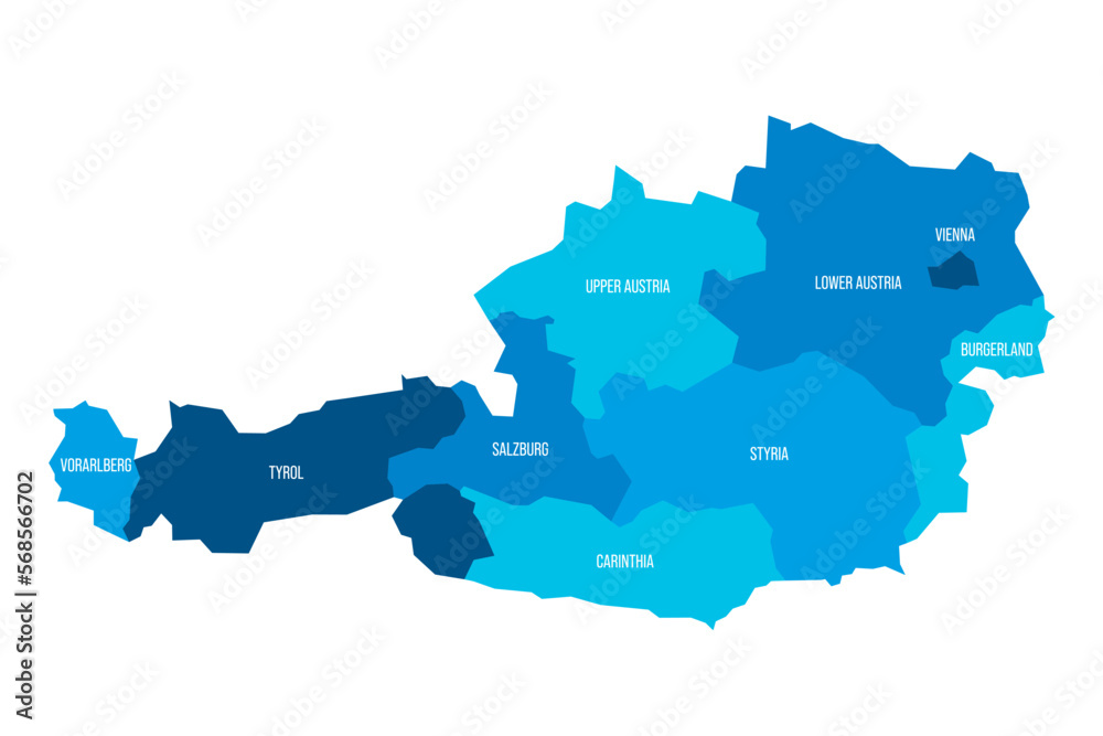 Photo & Art Print Austria political map of administrative divisions ...