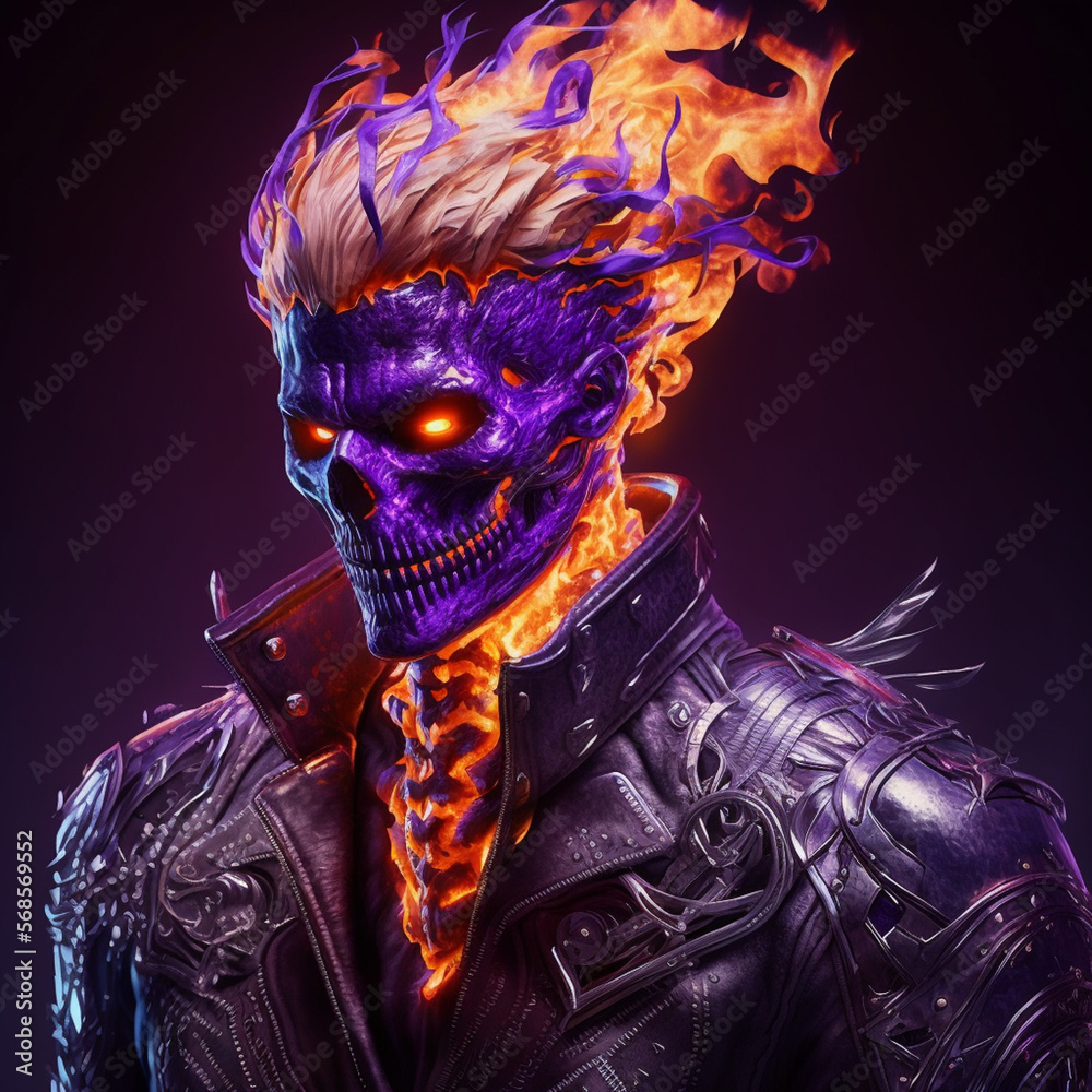 flaming skeleton of a zombie warrior in uniform Stock Illustration ...