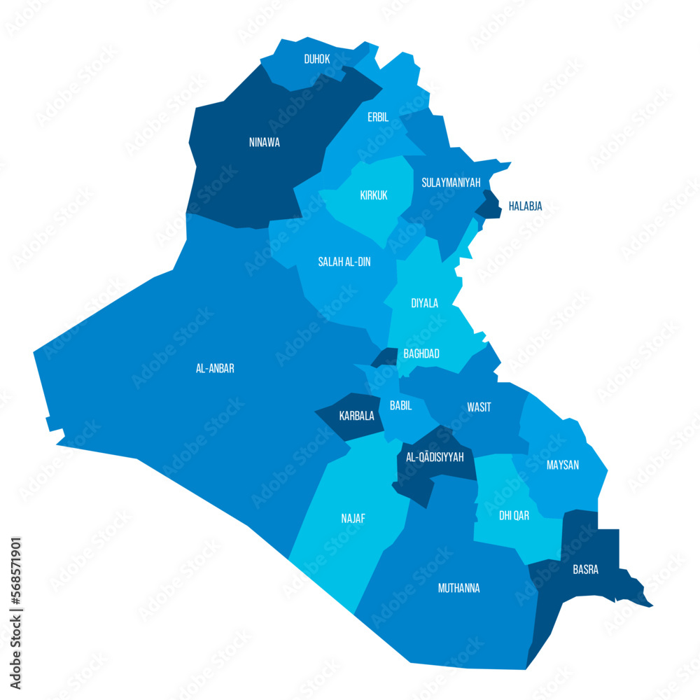 Iraq political map of administrative divisions - governorates and ...