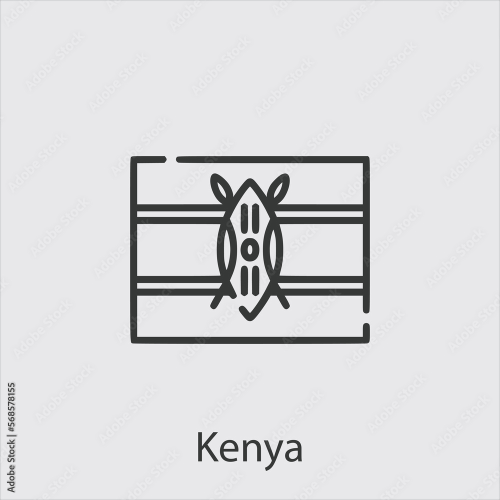 Kenya icon vector icon.Editable stroke.linear style sign for use web design and mobile apps,logo ...
