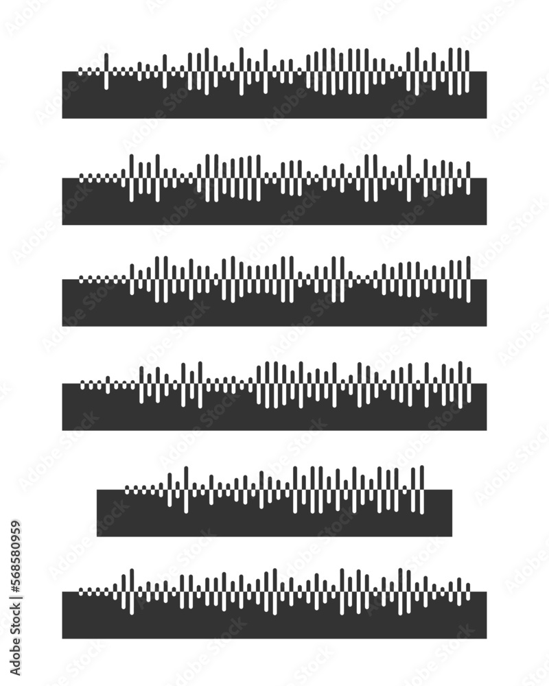 Set of sound wave icons. Pulse pictograms. Radio signal signs. Voice ...