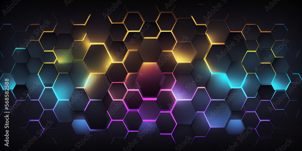 Hexagon hologram seamless, Generative AI Stock Illustration | Adobe Stock