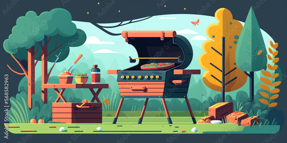 Sizzle Up Your Summer with the Perfect Backyard BBQ, illustration ...