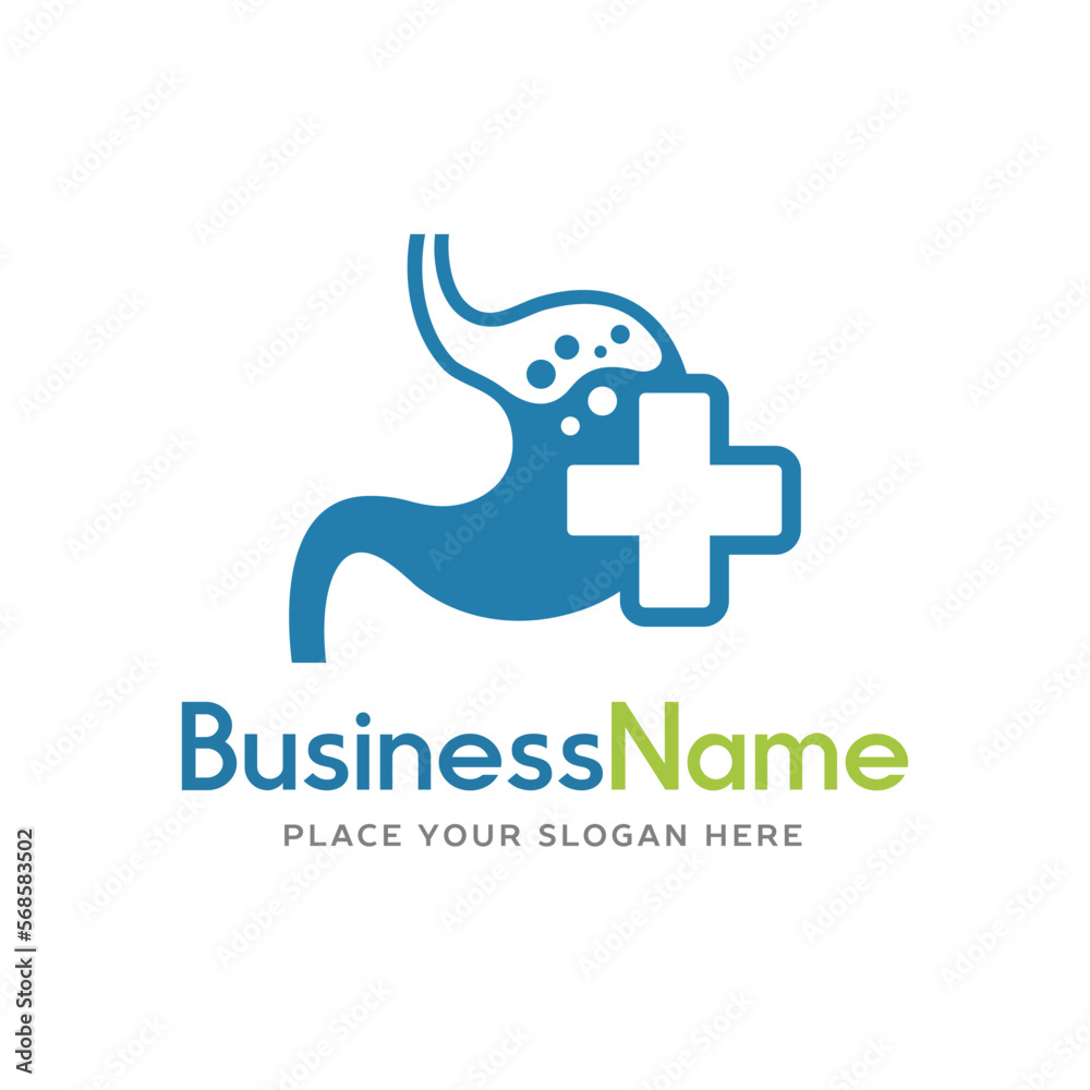 Stomach or ulcer vector logo template. This design use medical symbol ...