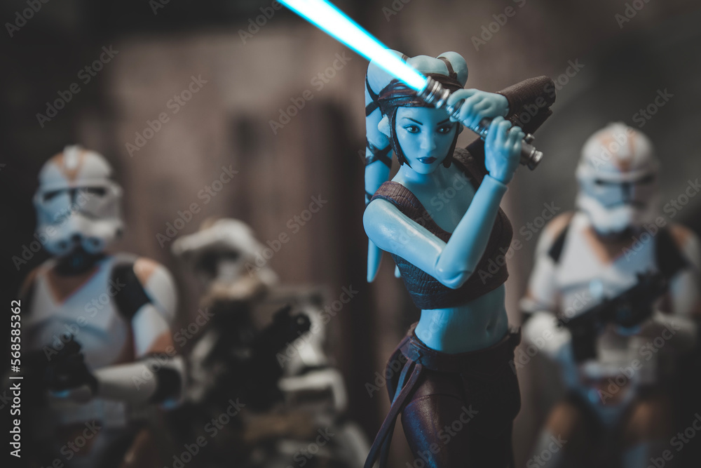 Foto de NEW YORK USA, FEB 8 2023: scene from Star Wars The Clone Wars ...
