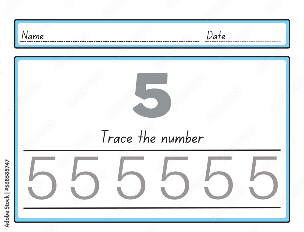 The practice of writing numbers 5 Tracking worksheet number five learn ...