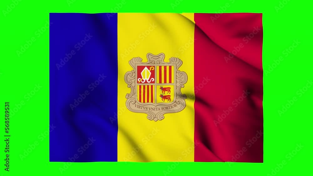 Flag of Andorra waving isolated by the alpha channel(transparent ...
