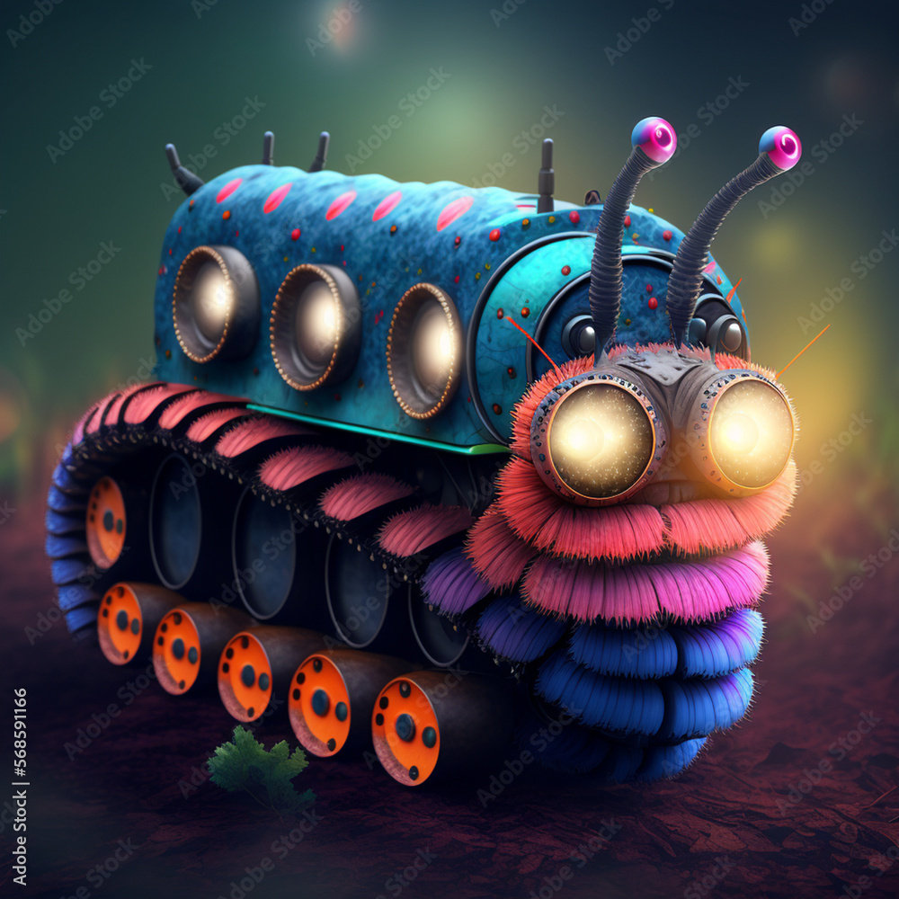 Cartoon illustration of caterpillar robot Stock Illustration | Adobe Stock