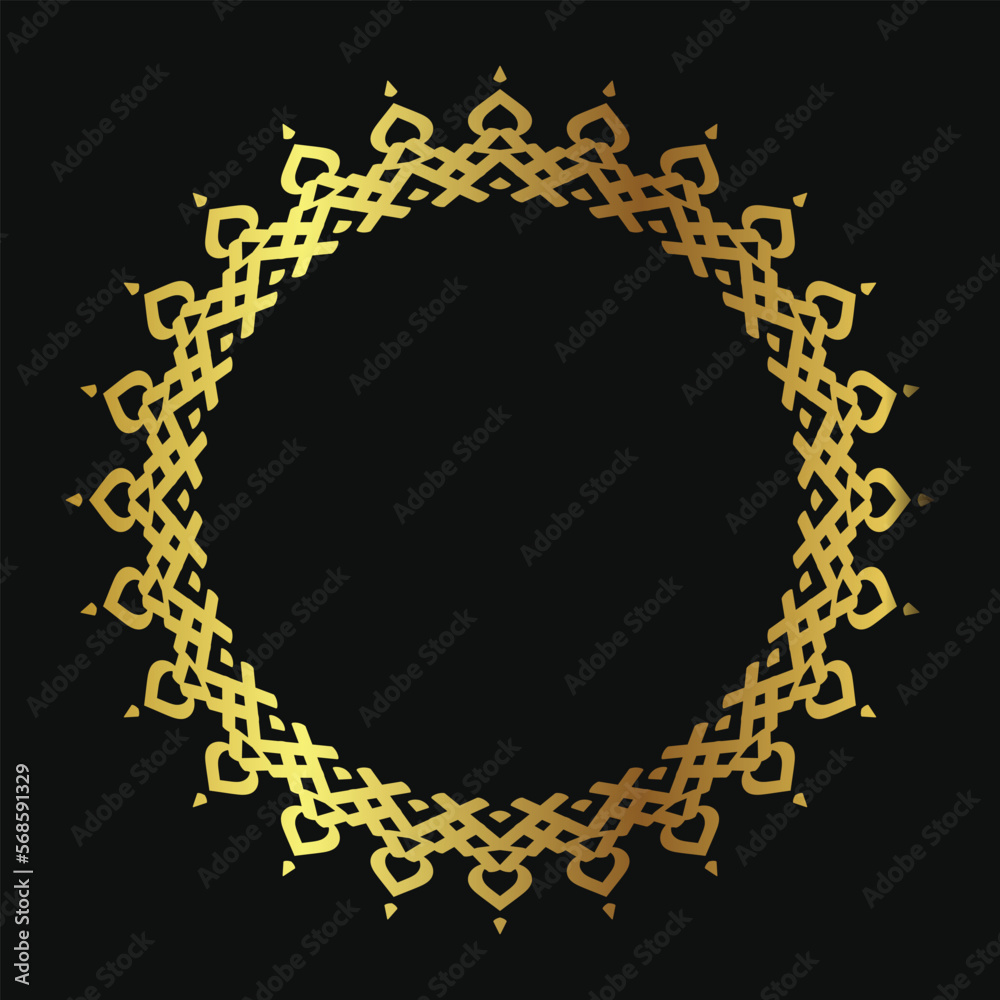 decorative round frame for design with floral ornament. Circle frame ...