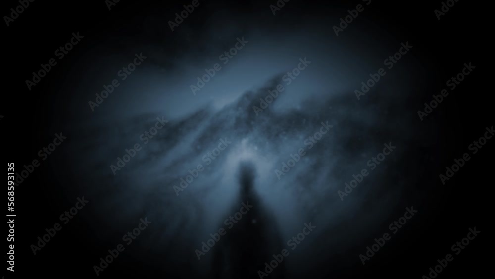 Creepy man silhouette walking on winding road. Scary 2D animation ...