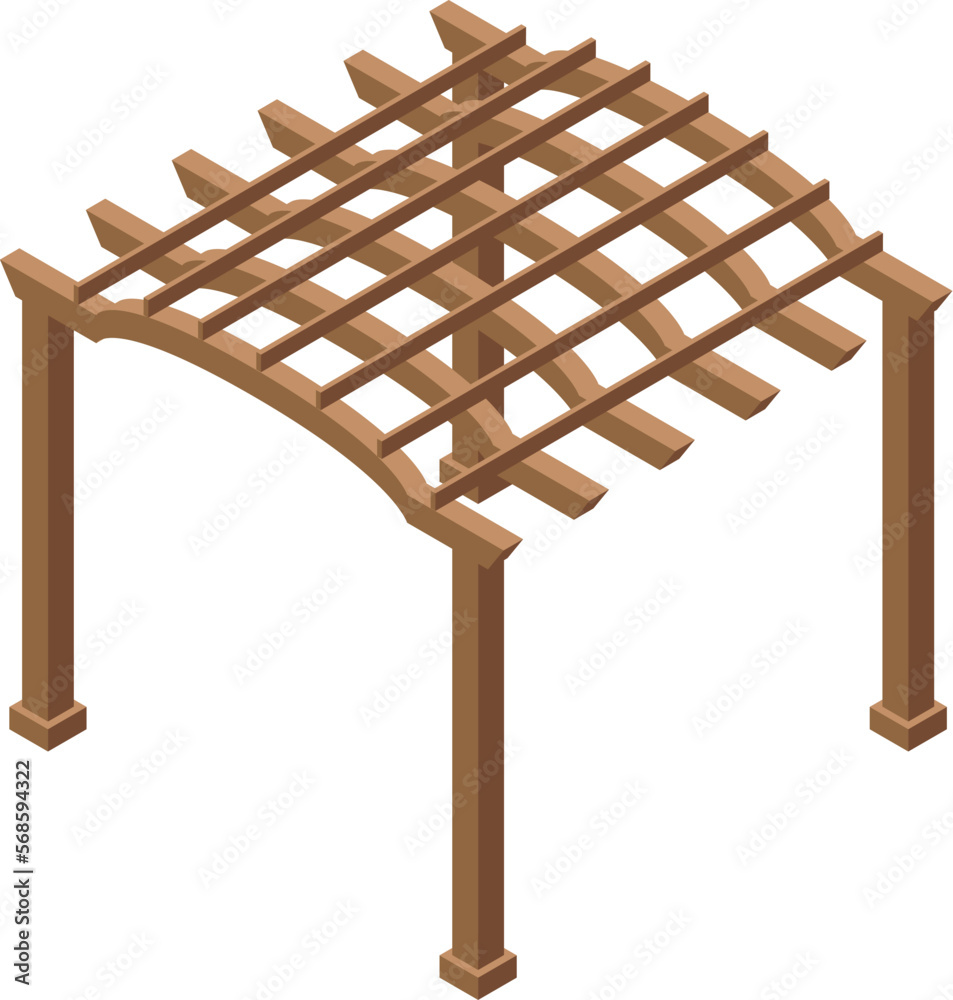 Pergola pavilion icon isometric vector. Construction building. Wood ...