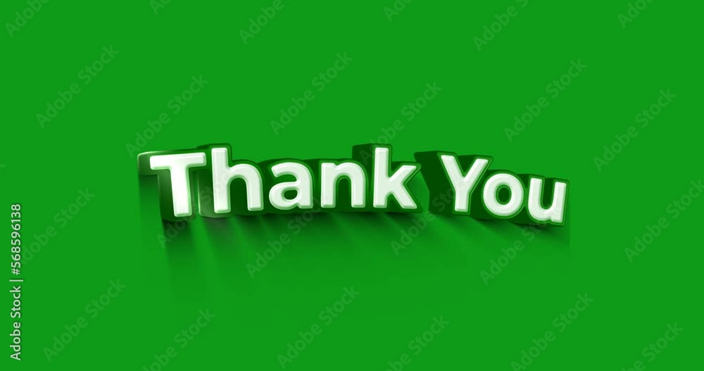 Thank you animation. 3D text animated on the green screen alpha channel ...