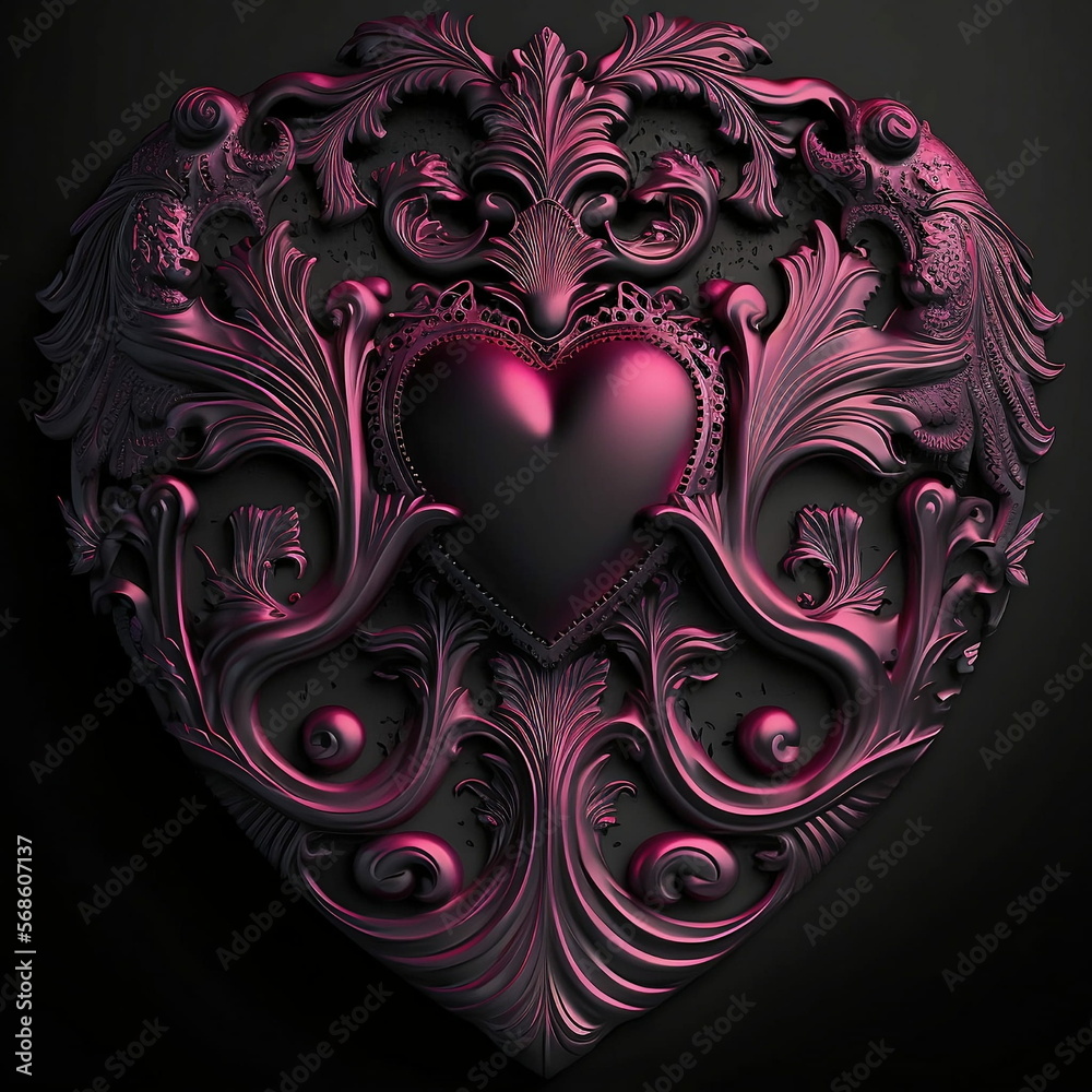 Metallic Pink Heart Coat of Arms Stock Illustration | Adobe Stock