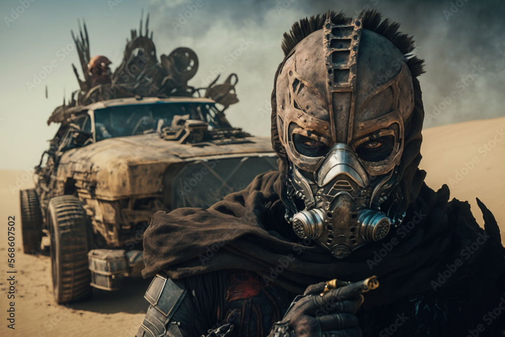 Portrait of a Mad Max Character inspired, close up, with typical mask ...
