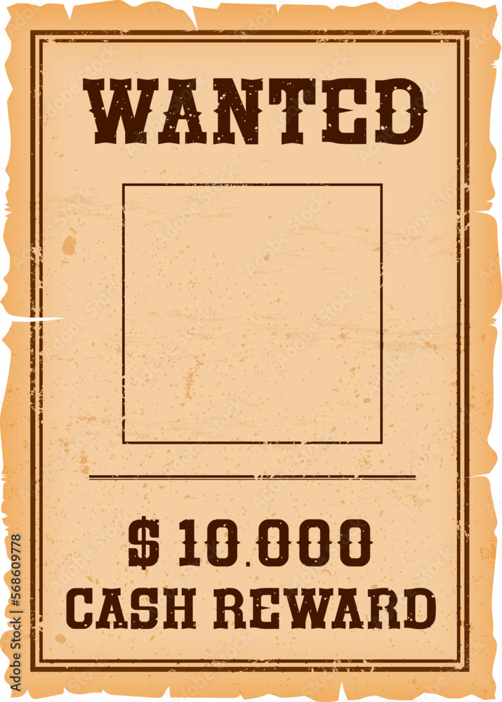 Western wanted banner or Wild West reward poster Stock Vector | Adobe Stock