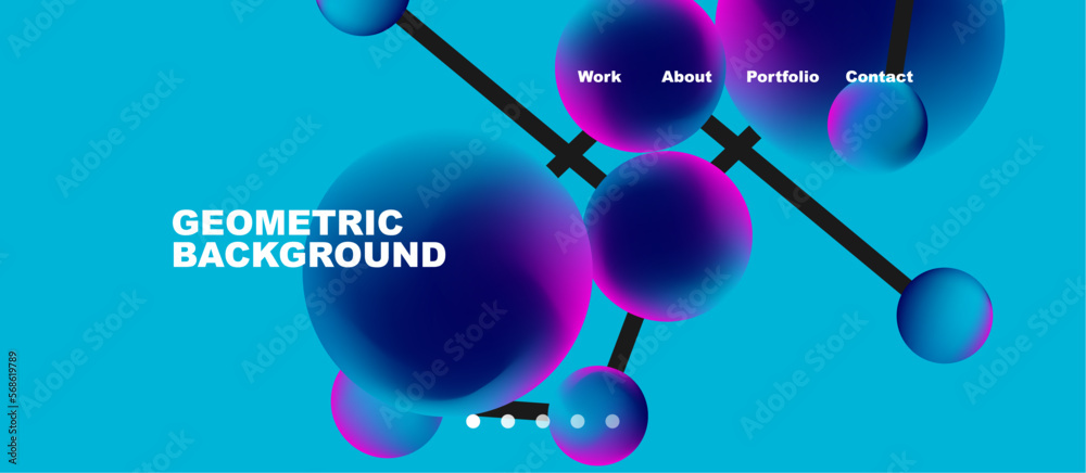 Line points connections geometric landing page background. Fluid ...