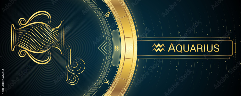 Water-Bearer Aquarius Zodiac Star Sign, Symbol Background, Horoscope ...