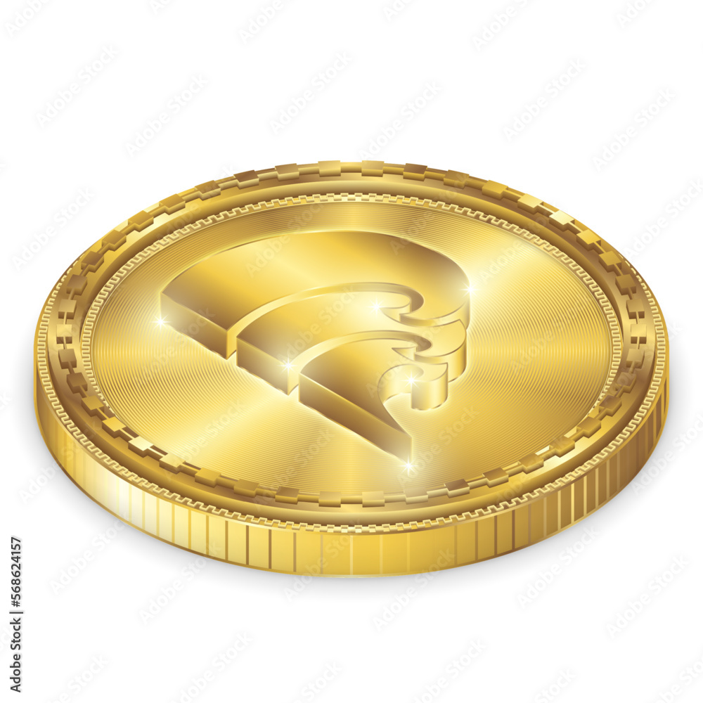 Isometric Top View Ocean Sea Wave Water Element Symbol Glowing Gold ...