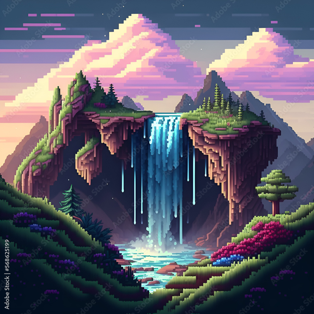 Waterfall Pixel Art