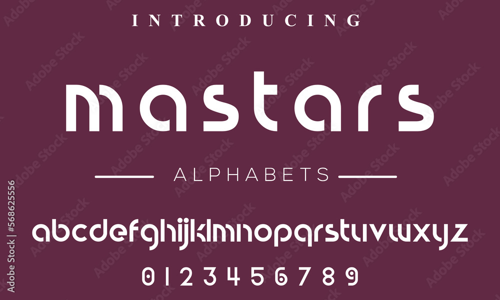 MASTARS , Sports minimal tech font letter set. Luxury vector typeface ...