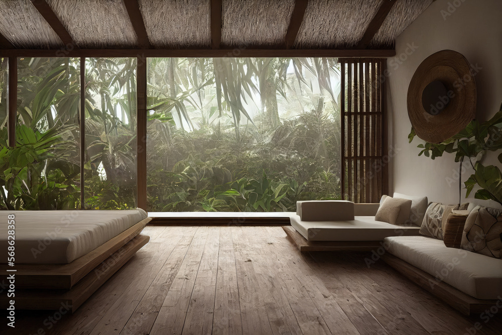 Beautiful Mexico Tulum Inspired Luxury Living Room Interior with Lush ...