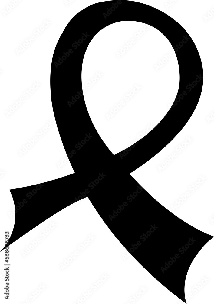 Skin cancer black ribbon isolated on transparent background. Stock ...