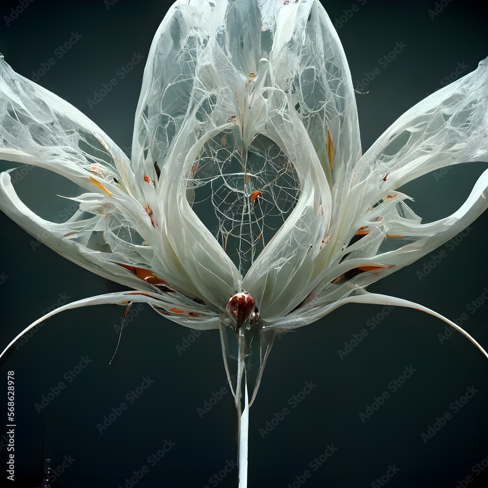 Houdini octane render five long spider lily flowers with stem long ...
