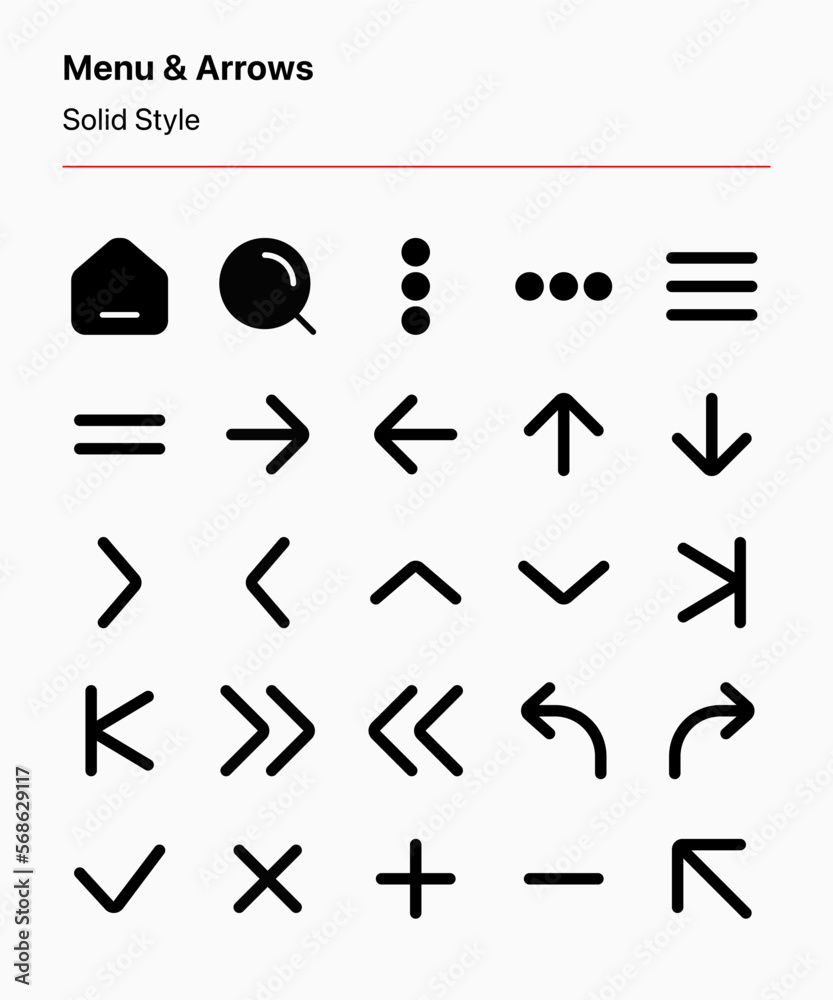 Customizable menu and arrow icons for navigation, pointer, ornament, or ...