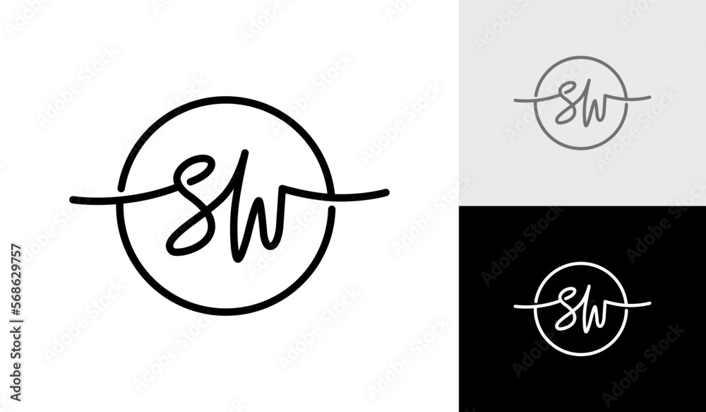 Signature letter SW monogram logo design vector Stock Vector | Adobe Stock