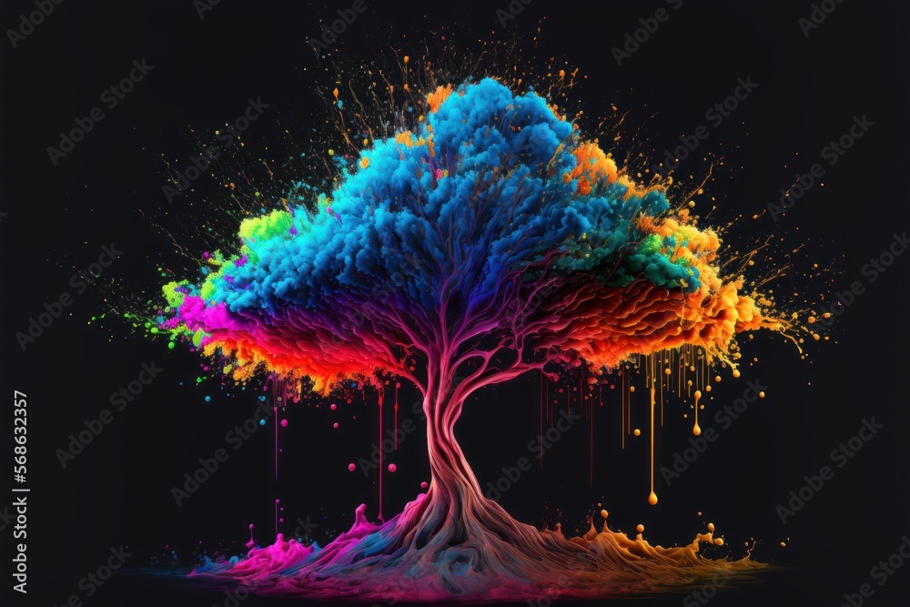 Colorful art tree, rgb colors, colorful, nature, tree, graffite draw ...