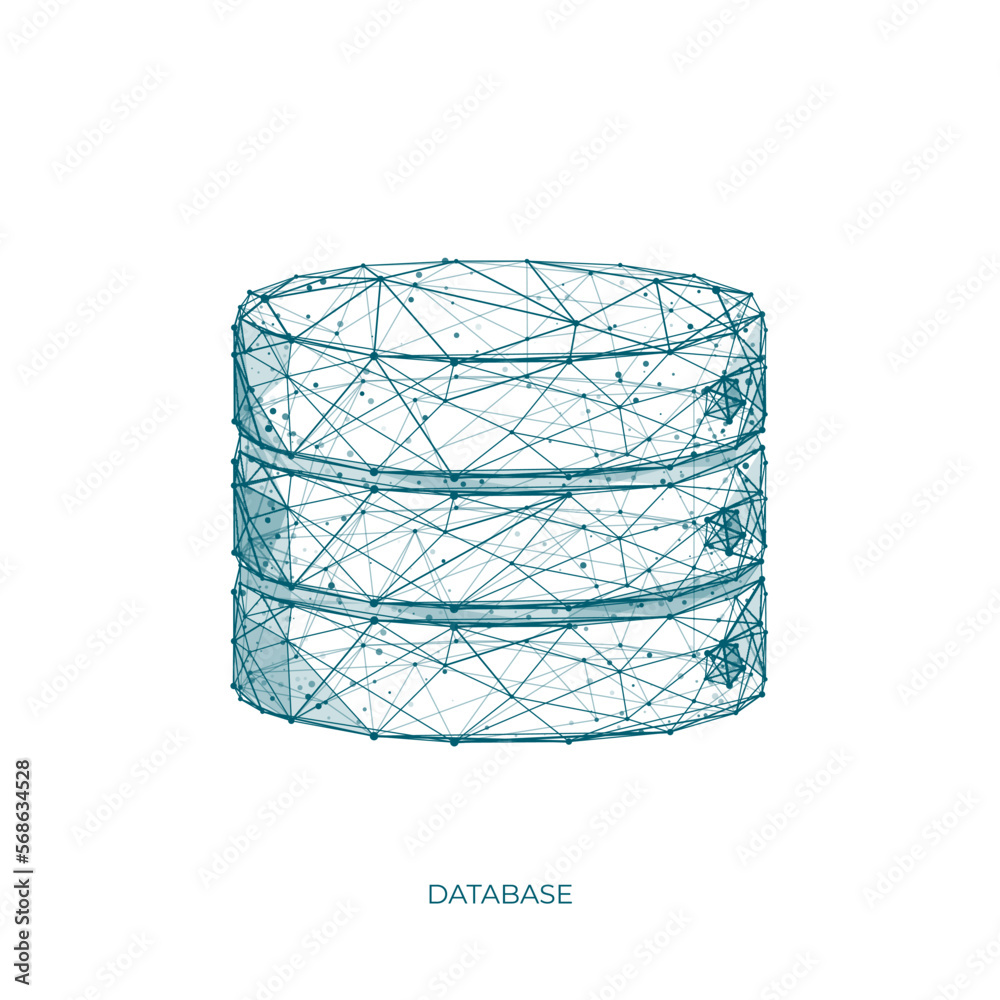 Database. Technology polygonal data server on white background ...