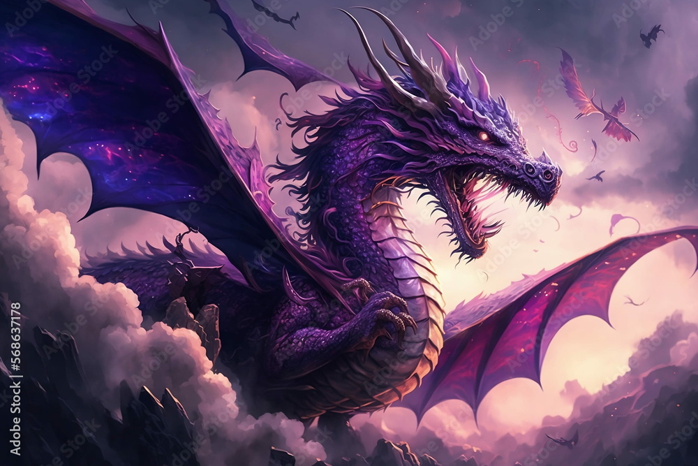 The Majestic Beauty of a Giant Dragon Stock Illustration | Adobe Stock