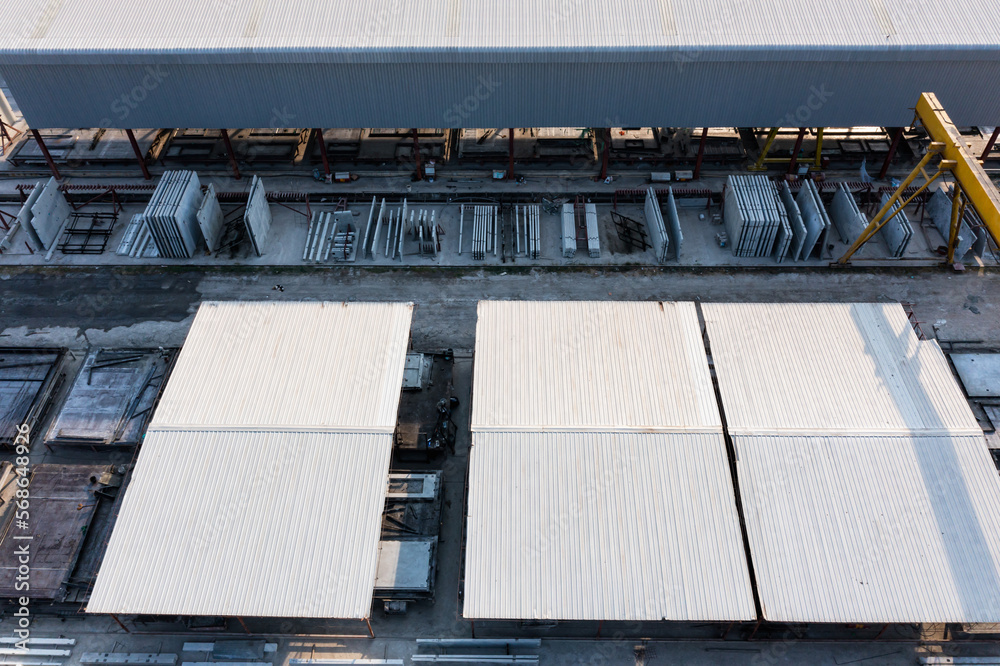 Aerial top view of Precast concrete wall panel for construction ...
