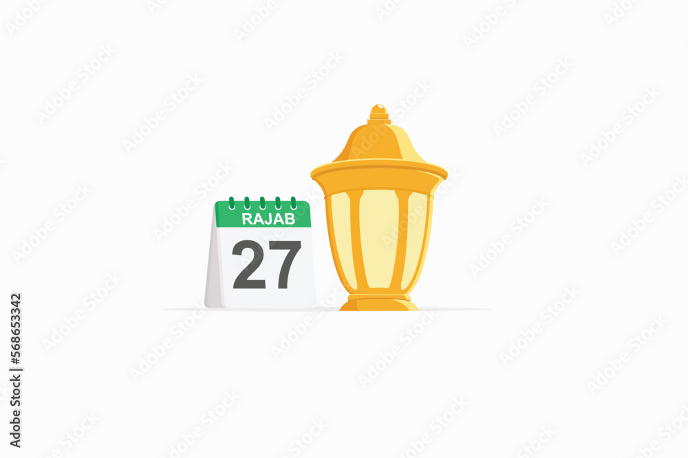 Islamic background design with lantern and calendar. 27 rajab theme ...