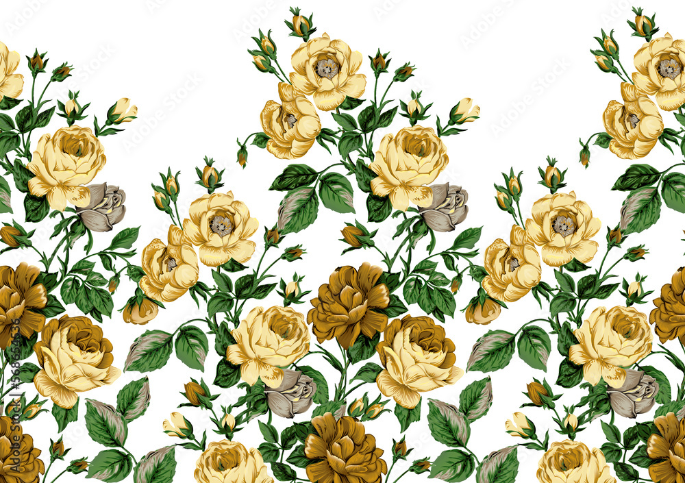 Seamless dry rose flower border design Stock Illustration | Adobe Stock