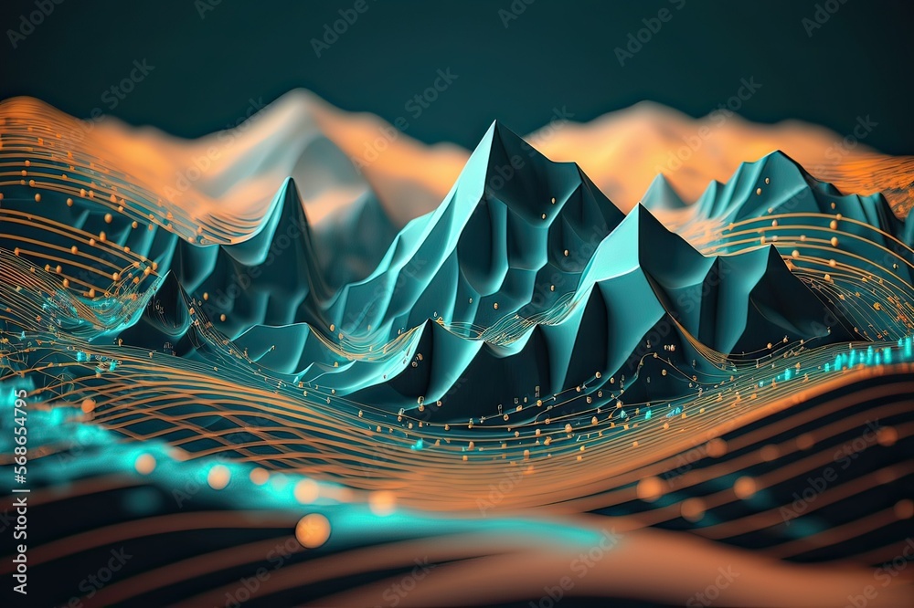 Abstract Hologram Landscape: Topology Structure Map with Polygonal ...