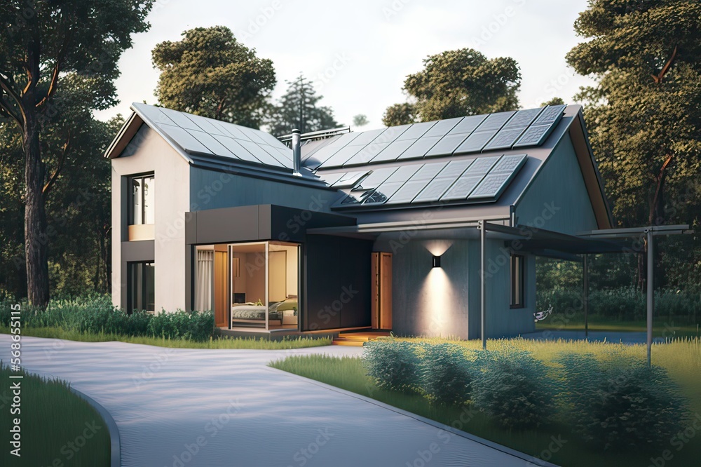 Modern Single Storey House: Energy Efficient with Solar Panels & Wall ...