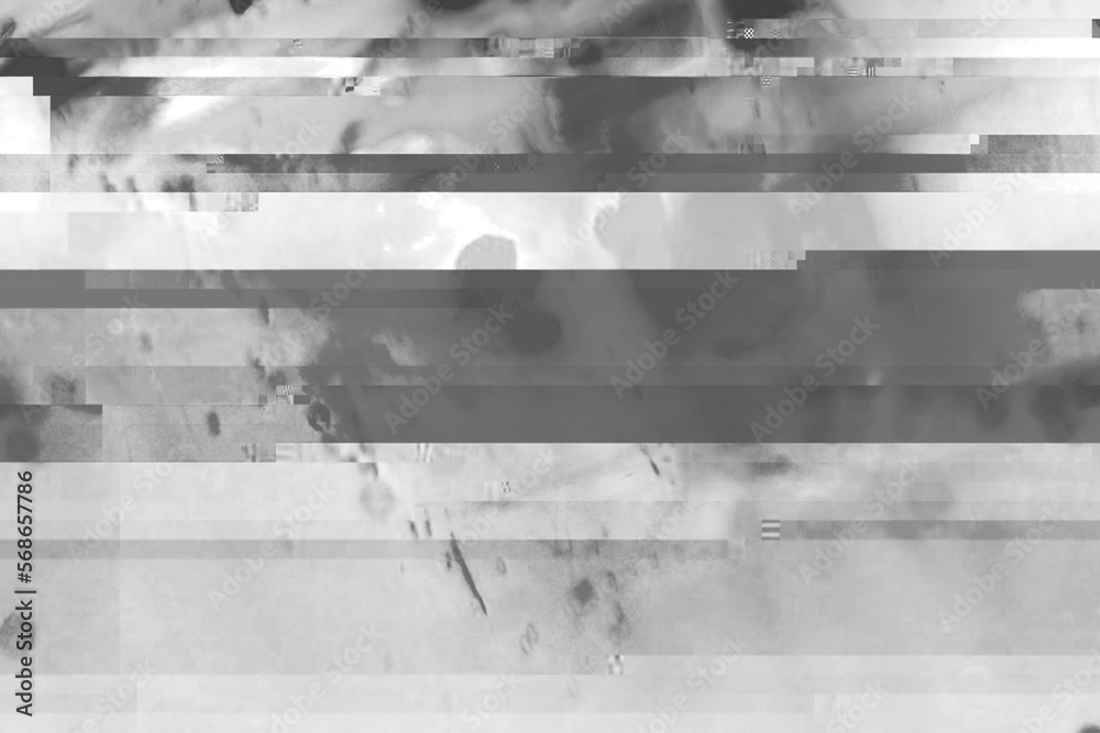 ภาพประกอบสต็อก Horizontal distortion of broken video image on black ...