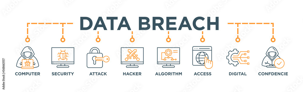 Data breach banner web icon vector illustration concept with icon of ...