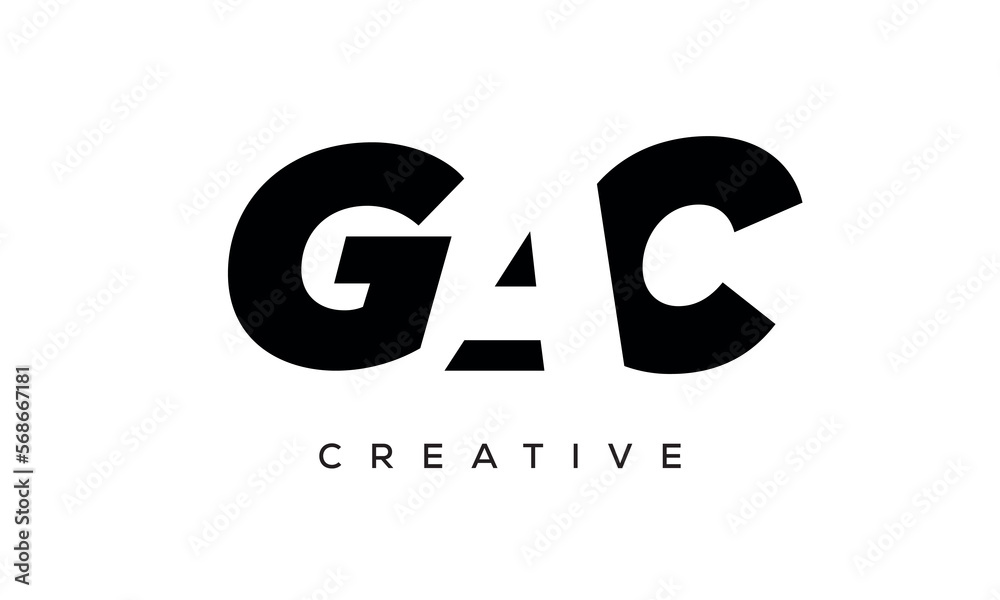 Vetor de GAC letters negative space logo design. creative typography ...