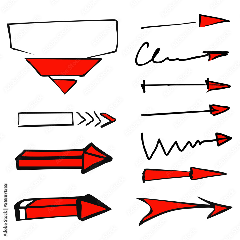 Set of hand drawn arrows and pointers, elements for presentation ...