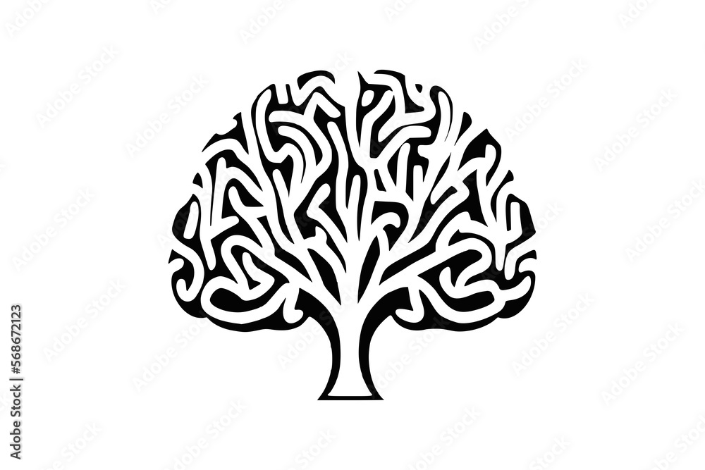 Brain tree illustration concept icon infographic Stock Illustration ...