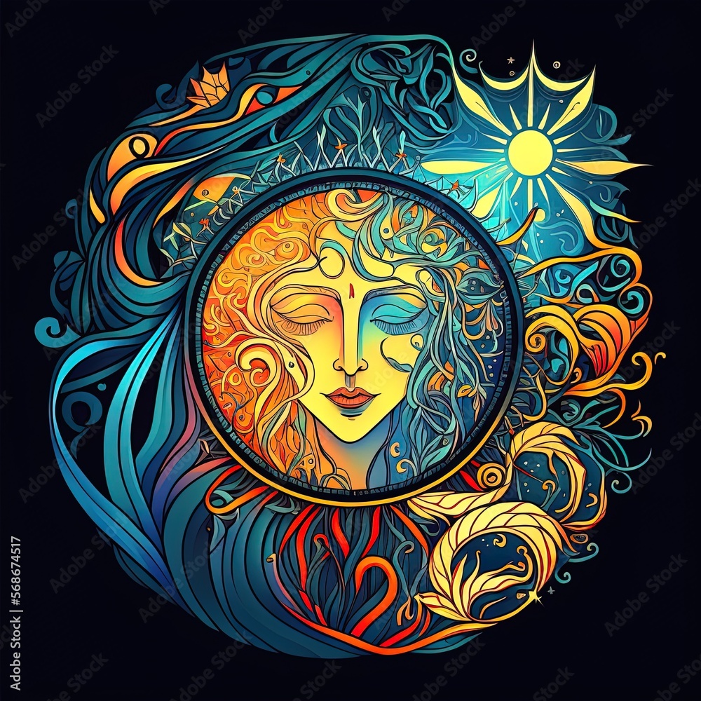 Abstract Moon And Sun
